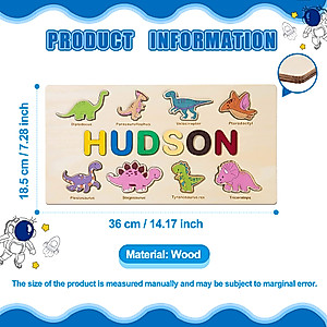 Personalized Name Puzzles, Wooden Custom Name Educational Puzzle Toys, for Preschool Early Education Toys Variety Styles, Creative Early Education for Baby Boys and Girls (8 Dinosaurs)
