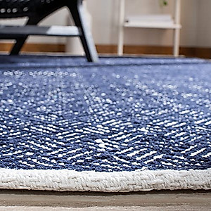 SAFAVIEH Boston Collection 2'6" x 4' Navy BOS680D Handmade Flatweave Cotton Accent Rug