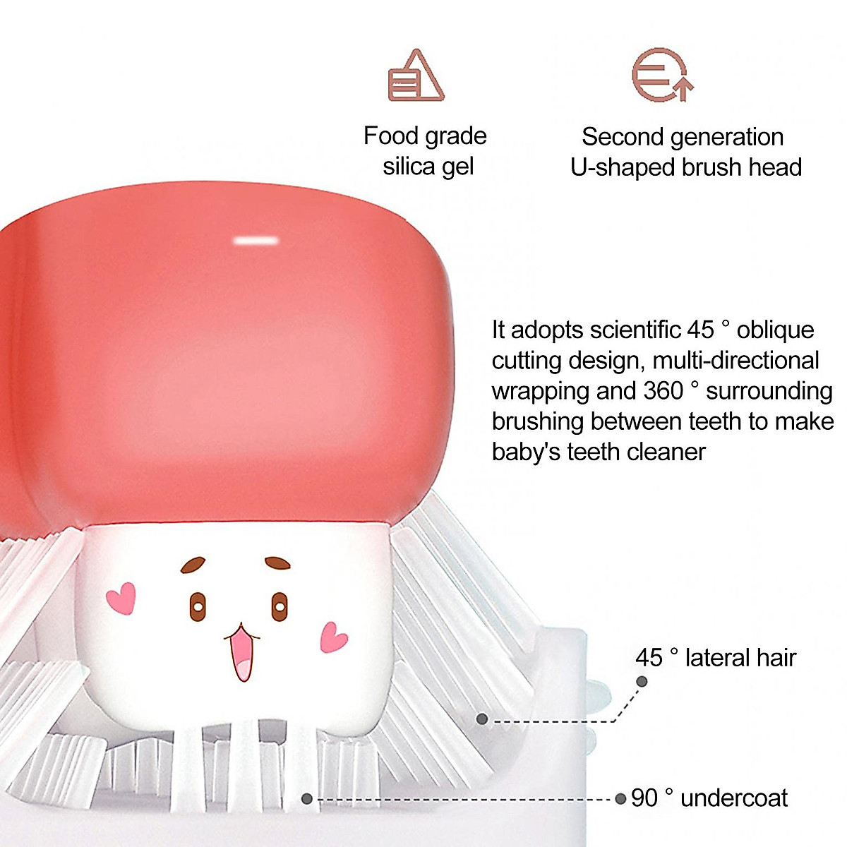 XUANQI 4Pcs U Shaped Kids Toothbrushes Age 2-6 & 6-12 Toddler U Shaped Toothbrush 360 Kids Full Mouth Toothbrush Large Head Toothbrush, Blue + Green + Pink + Yellow (XUANQI-f546457)