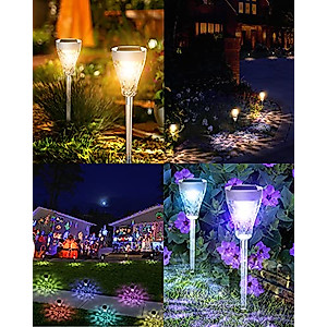 JACKYLED 8 Pack Solar Pathway Lights with Ripple Effect, 3 Modes, Solar Walkway Lights Outdoor Waterproof Garden Landscape Decorative Lighting Auto On/Off for Path Driveway Backyard Lawn
