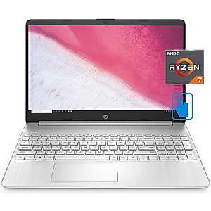 HP Newest 15.6" IPS FHD Touchscreen Laptop, AMD Ryzen 7 4700U Processor(>i7-10710U), Numeric Keypad, Webcam, 32GB DDR4 RAM, 1TB SSD, Windows 10 Home - Silver