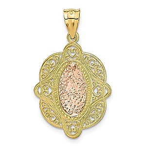 IceCarats 14K Two Tone Gold Rose Our Lady of Guadalupe Virgin Mary Necklace Virgencita Maria Rosa Pendant Catholic Christian Holy Mother Medallion Charm Only