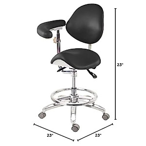 BONEW Global-Dental Saddle Chair Office Stool Dentist's Doctor's Assistant's Deluxe Chair PU Leather