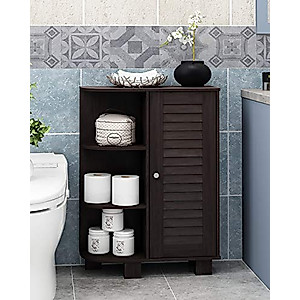 Furinno Indo Storage Shelf Louver Door Cabinet, Espresso