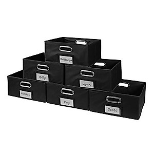 Niche Cubo Set of 6 Half-Size Foldable Fabric Storage Bins- Black