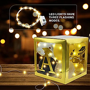 Beyzatoy 2023 Graduation Balloon Boxes Decorations, Graduation Decorations Class of 2023 Include 4Pcs Black and Gold Grad Boxes Come with GRAD and Class of 2023 Signs Party Supplies