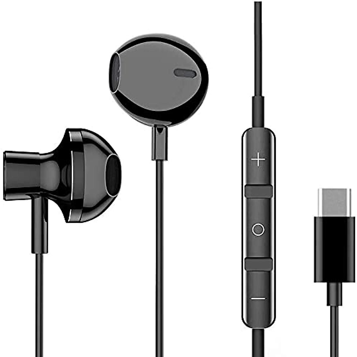 Urban Extreme USB Type C Earphones Stereo in-Ear Earbuds with Microphone and Volume Control Compatible with OnePlus 8T+ 5G - Black (US Version with Warranty)