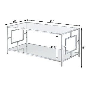 Town Square Chrome Coffee Table with Shelf, Glass/Chrome