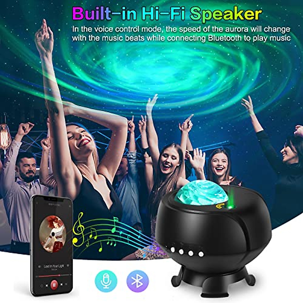 Star Projector Galaxy Light, Aurora Galaxy Star Light Projector with Remote Control, Timing Function & Bluetooth Music Speaker, Ceiling Starlight Night Light Projector for Bedroom