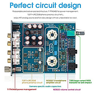 Douk Audio T4 PRO Vacuum Tube Phono Preamp, MM Turntable Preamplifier, GE5654 Hi-Fi Headphone Amp for Home Theater/Record Player/Stereo Amplifier/Active Speaker