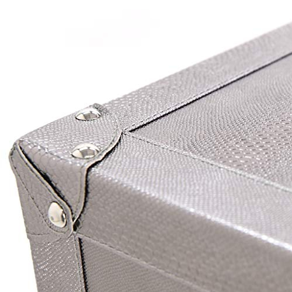 Empire Art Direct Leather Console Table, 44" x 16" x 32", Elegant Silver Faux Lizard Skin