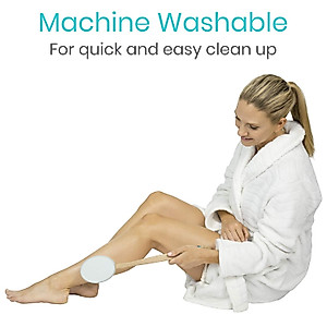 Vive Back Lotion Applicator Replacement Pads (6 Pack) - Long Reach Handle Loofah Sponge Shower Scrubber for Self Application - Body Bath Wash Brush for Skin Cream, Suntan, Tanning, Aloe - Men, Women