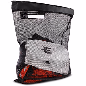 Meister Athlete XL Wash Bag - Large Mesh Sports Laundry Bag w/Zipper Lock - Black