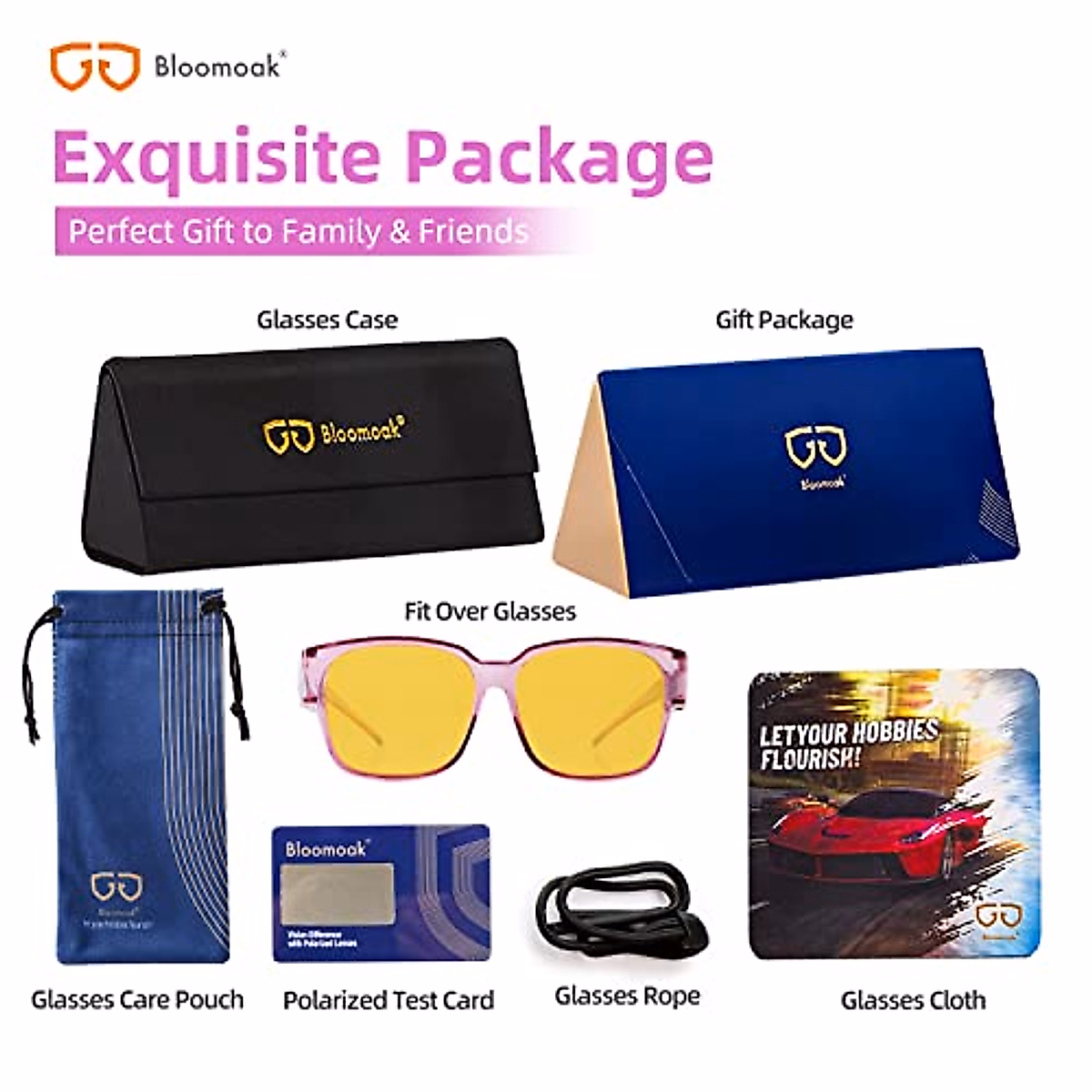 Bloomoak Polarized Large Fit Over Night Driving Glasses/ 2023 Updated AR-Coated Anti Glare/Oversized Night Vision Glasses Over Glasses