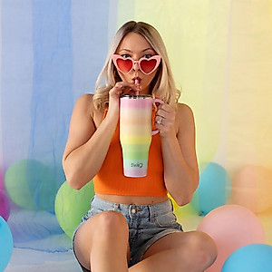 Swig Life 40oz Mega Mug, 40 oz Tumbler with Handle and Straw, Cup Holder Friendly, Dishwasher Safe, Extra Large Insulated Tumbler, Stainless Steel (Saturdays in Clemson)