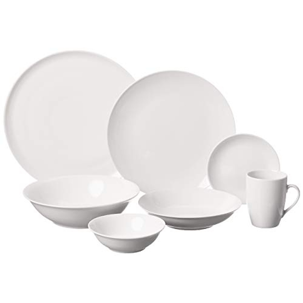 10 Strawberry Street 52 Pc Coupe Dinnerware Set, Service for 8, White,SM-5200-CP-W