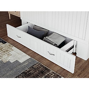 AFI, Aspen Mid-Century Modern Queen Solid Wood Murphy Bed Chest with Mattress in White