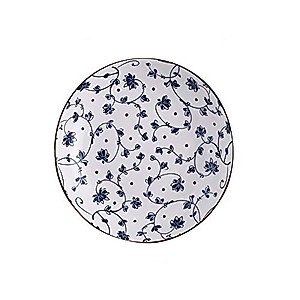 Dishes Plates Floral Motifs Dinner Plate, Under Glaze color Ceramic Appetizer Plate, Dessert, Pasta, Dessert Serving Plate, White and Blue. Home dining plate (Color : A, Size : 4pack)