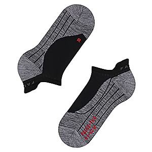 FALKE Women's TK5 Wander Invisible Hiking Socks, No Show, Light Padding, Athletic, Breathable Quick Dry, Merino Wool, Black (Black-Mix 3010), 5-6, 1 Pair