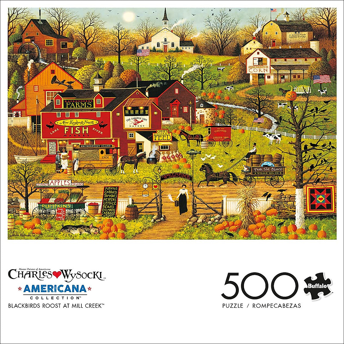 Buffalo Games - Charles Wysocki - Blackbirds Roost at Mill Creek - 500 Piece Jigsaw Puzzle for Adults -Challenging Puzzle Perfect for Game Nights - Finished Size is 21.25 x 15.00