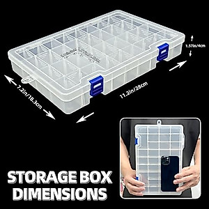 DUOFIRE Plastic Organizer Container Storage Box Adjustable Divider Removable Grid Compartment for Jewelry Beads Earring Container Tool Fishing Hook Small Accessories(34 Grids, White X 1)