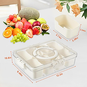 WGBP Snackle Box Container, 8 Compartment Divided Serving Tray with Lid and Handle, Snack Box Container for Candy, Fruit and Snacks, Great for Gatherings, Outings, Parties and Entertaining