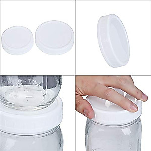 STARUBY 16Pcs Plastic 8 Regular Mouth Lids and 8 Wide Mouth Plastic Storage Caps for Mason Jars, White