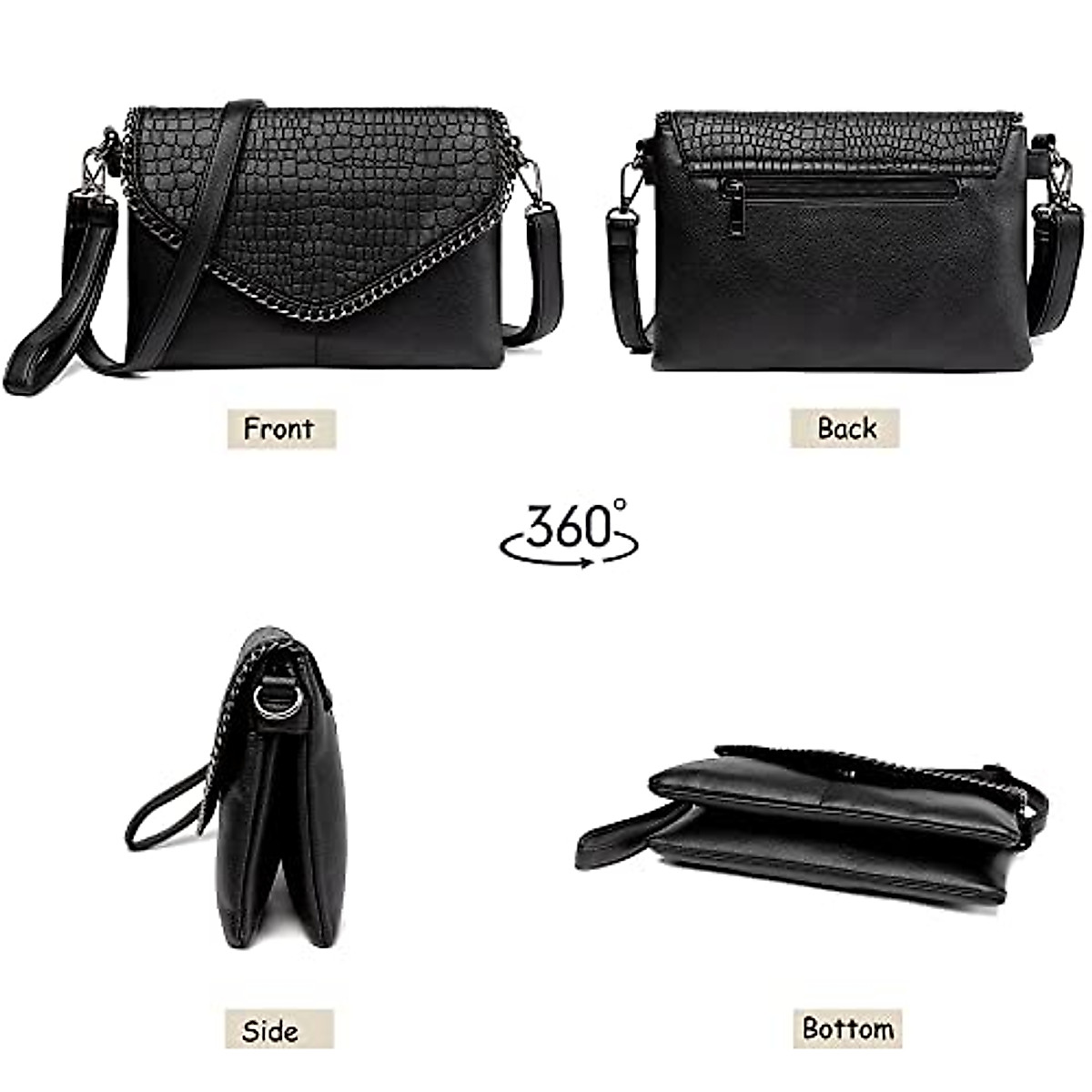 Makukke Crossbody Bags for Women Small Clutch Purses Quilted Satchels Lightweight Handbags Shoulder Bag (Black)