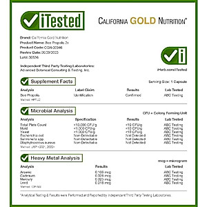 California Gold Nutrition Bee Propolis 2X Potency, Concentrated Extract 500 mg, Equivalent to 1000 mg of Natural Propolis, Support Immune Health & Vitality*, 240 Veggie Capsules