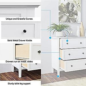 LYNSOM White Dresser, Modern Dresser for Bedroom with Deep Drawers, Wooden 6 Drawer Double Dresser for Living Room, Wide Chest of Drawers with Storage for Home