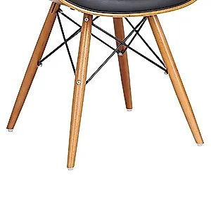 Armen Living Cassie Dining Chair in Black Faux Leather and Walnut Wood Finish 20D x 21W x 31H in