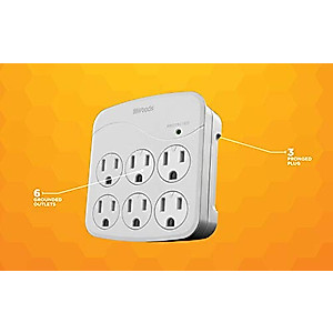 Woods 41076 Surge Protector with 6 Power, 6-Outlet 1440J of Protection