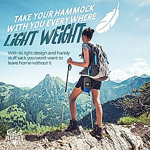 Double Hammock for Camping, Travel and Hiking - 2 Person Outdoor Hammock - Lightweight & Portable Yet Heavy Duty with Straps Included for Easy Hanging from Trees - Great Camping Gifts for Men & Women