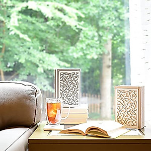 CNK Book Ends Bookends for Book Shelves, Metal Book Ends for Home Office Heavy Books, Book Shelf Holder, Home Decorative, Book Stoppers, Book Holder, Set of 2 White Infinite Leaves Bookends