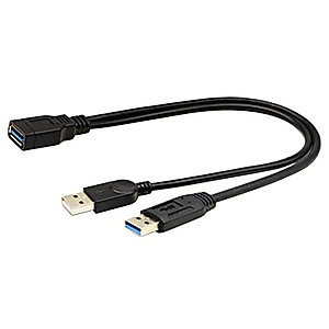 zdyCGTime USB 3.0 Extender Cable USB 3.0 Female to USB 3.0 & USB 2.0 Male Extra Power Data Y Splitter Charger Extension Cable(33CM/13inch)