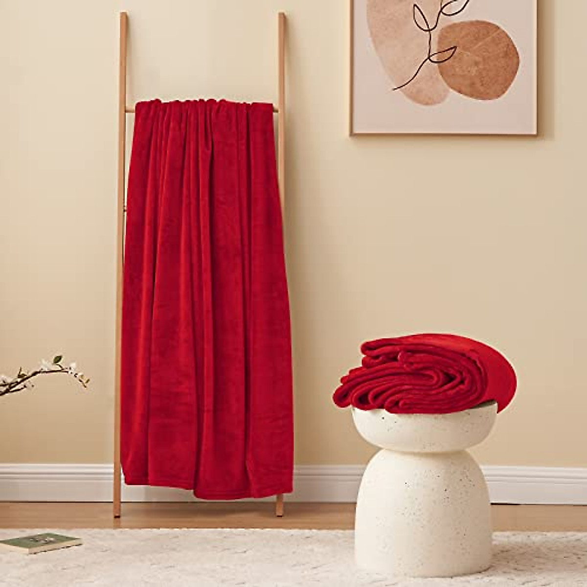 RUIKASI Fleece Throw Blanket Single - Plush Fuzzy Flannel Blanket Red for Single Size Bed, Super Soft Warm Blanket for Sofa and Couch, Fluffy Blanket 50x60 Inches