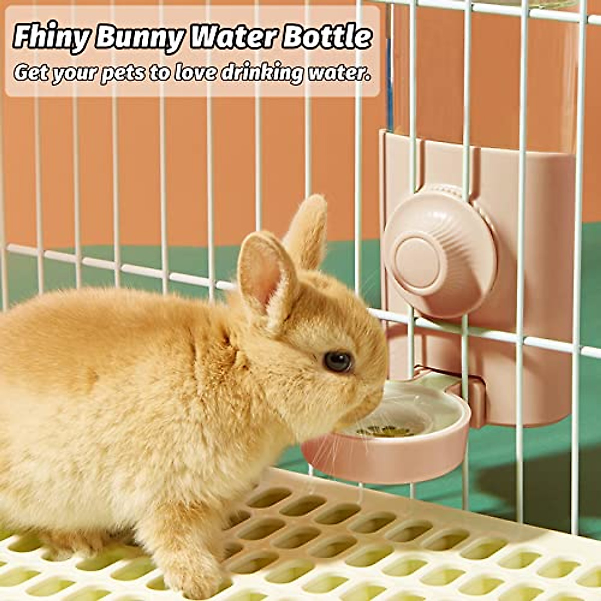 Fhiny Rabbit Water Bottle No Drip, 2 PCS Hanging Guinea Pig Water Dispenser 600ml Small Animal Gravity Automatic Water Feeder for Bunny Guinea Pigs Chinchillas Hedgehogs Ferrets Squirrels (Pink)