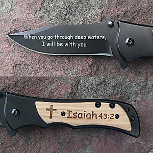 MRSLYFQH Christian Scripture Gifts Utility Tool,Engraved Bible Verse Catholic Confirmation Baptism Gifts,Pastor Gifts (Isaiah 43:2)