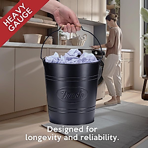 Pack 2, Rustic Farmhouse Bathroom Trash Can, Modern Country Style Galvanized Farm Metal Kitchen Trash Bucket, Large Vintage Waste Basket, Industrial Chic Bucket Garbage Can Bin, Western Garbage Pail