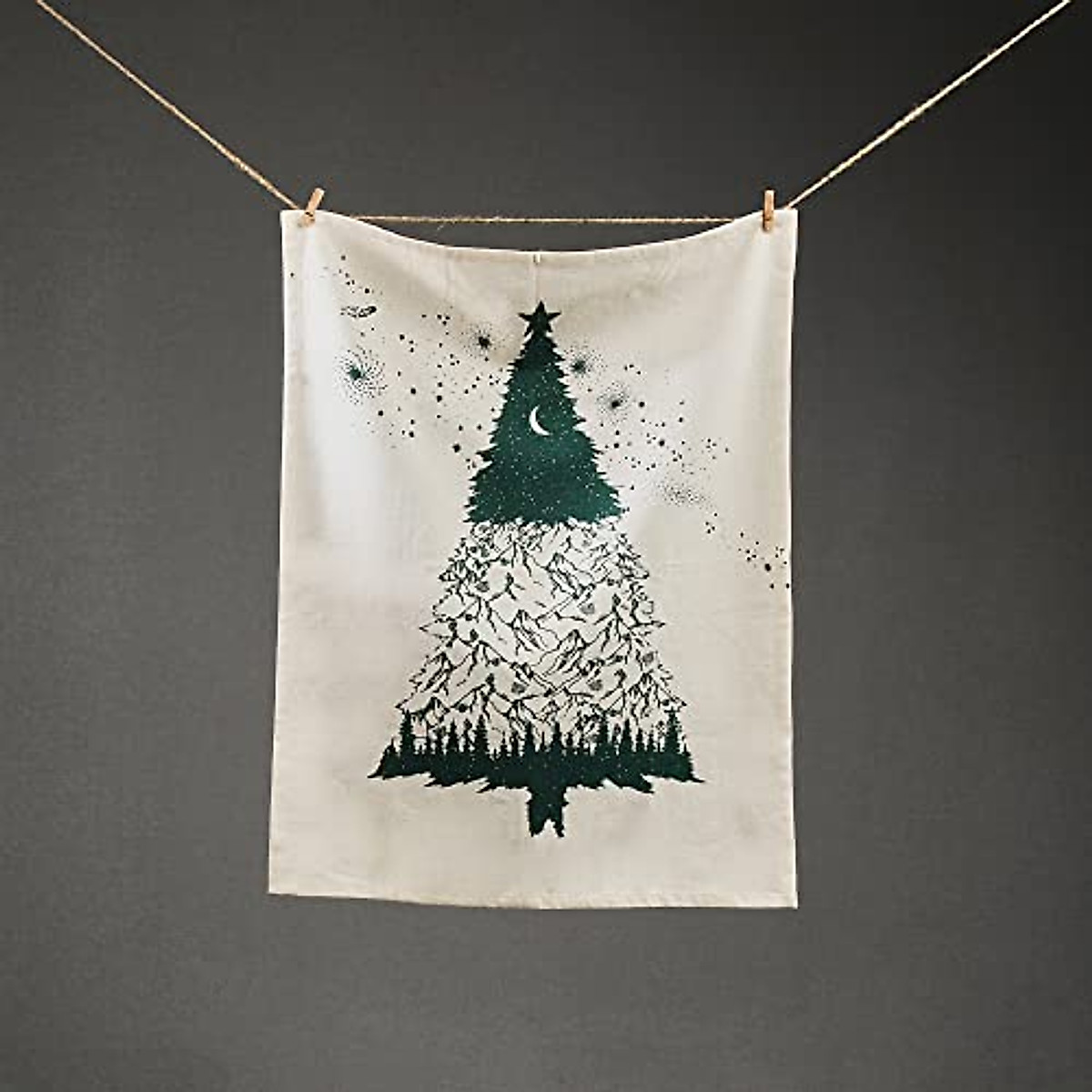 Folkulture Christmas Kitchen Towels or Dish Towels for Kitchen, 20 x 26 Inches Modern Tea Towels or Dish Cloths with Hanging Loop, Set of 3 Cotton Dishcloth for Farmhouse Decor, Falala