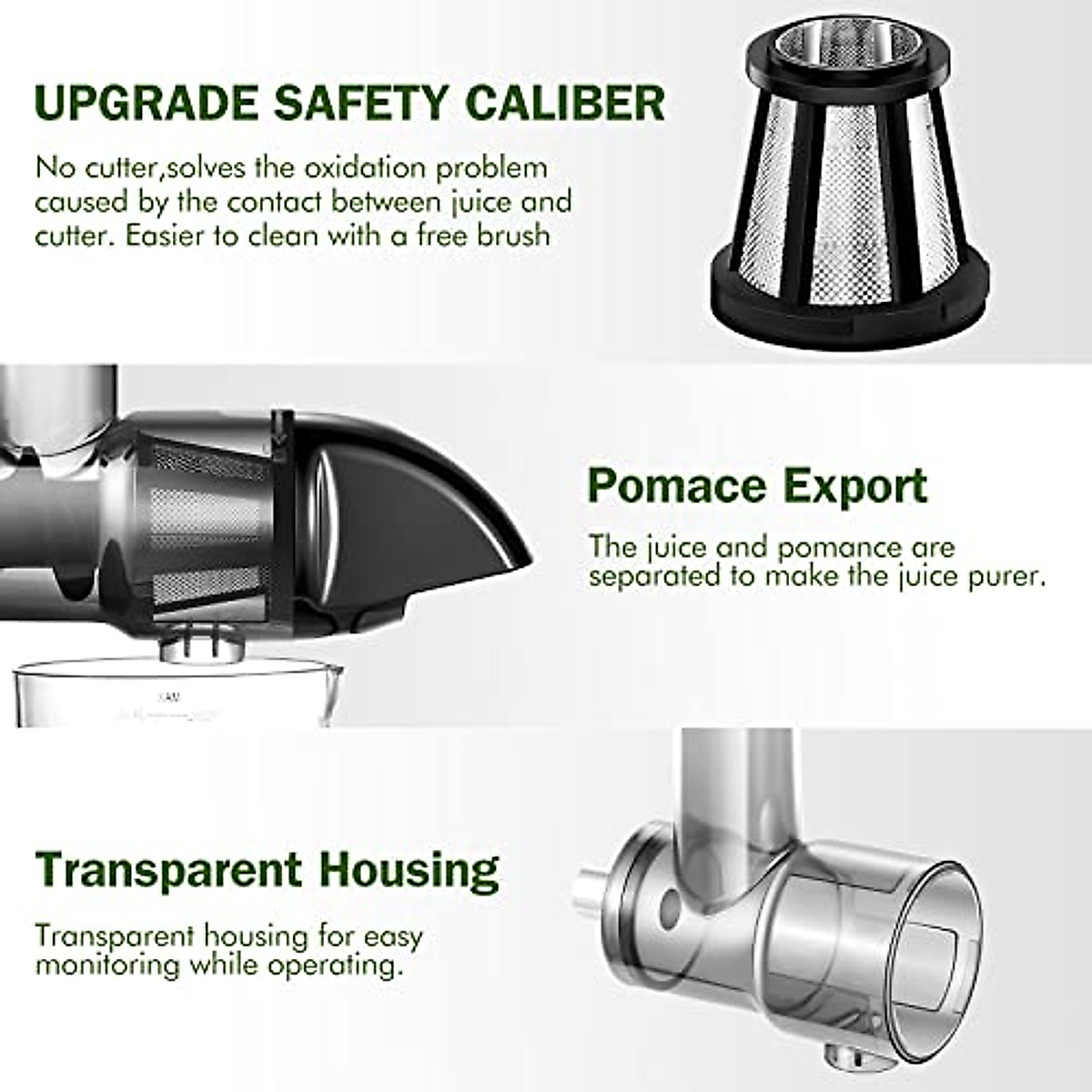 AMZCHEF Slow Masticating Juicer Bundle with Meat Grinder Attachment,Cold Press Juicer With Silent Motor and Reverse Function,with Sausage Stuffer Tubes and Grinding Plates