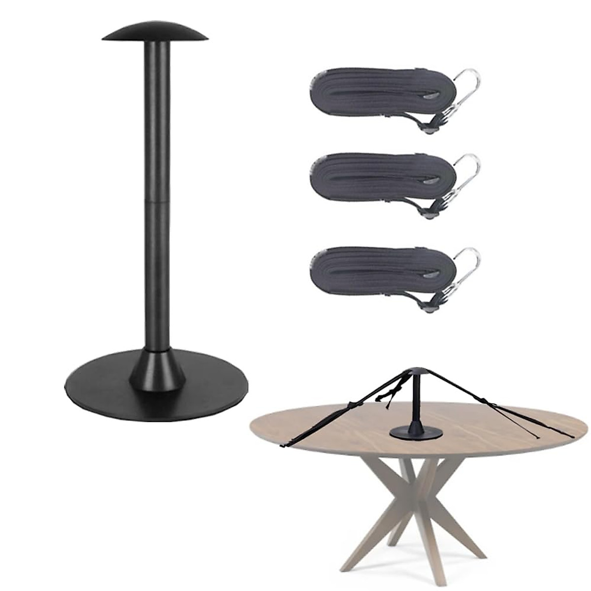 asdmm Outdoor Furniture Cover Support Pole, Adjustable Height Pole 12"~20", with 3 Webbing Straps(6.5ft) to Prevent Stagnant Water (A)