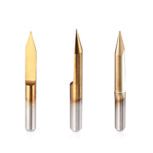 HQMaster CNC Engraving Bits, V Bit Cutter 10 Pack 0.1mm Tip Tungsten Steel Titanium Coated Flat Bottom Sharp Cutting Router Rotary Tool Set for PCB PVC Wood Acrylic Metal Aluminum