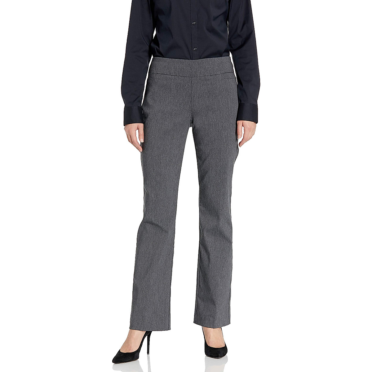 Briggs New York Womens Super Stretch Millennium Barely Boot Pull on Pants, Heather Grey, 16 US