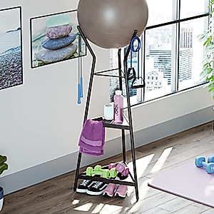 Sauder Boulevard Cafe Coat Tree, L: 22.09" x W: 25.35" x H: 61.54", Black Finish