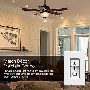 Lutron Skylark 1.5 Amp Single-Pole 3-Speed Slide-to-Off Fan and Light Control, SFSQ-LFH-WH, White