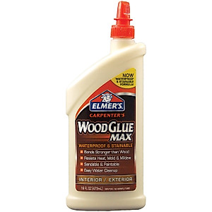 Elmer's E7310 Carpenter's Wood Glue Max, Interior/Exterior, 16 Ounces, 16 Oz, Tan, 16 Fl Oz