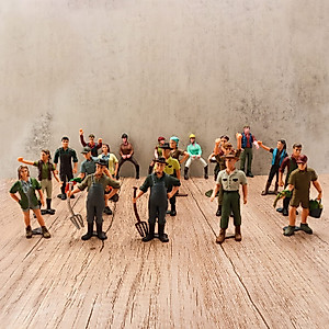 Hiawbon 26 Pcs Farmer People Action Figures Realistic Miniature Hand Painted Rider Figurines for Birthday Gifts