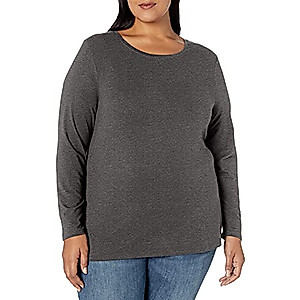 Amazon Essentials Women's Classic-Fit Long-Sleeve Crewneck T-Shirt (Available in Plus Size), Charcoal Heather, Large