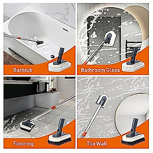 80 Inches Wall Mop with Long Handle Ceuku Wall Cleaner Mop with Extension Pole 39" to 80" Wall Duster With 3 Replacement Pad and 2 Tile Tub Brush, Wall Cleaner Mop for Cleaning Ceiling Window Tile Tub
